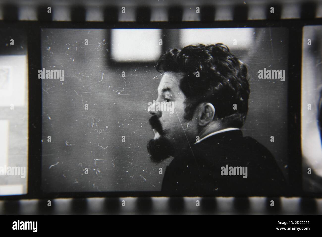 Fine 1970s vintage black and white photography of a regular guy minding his own business Stock ...