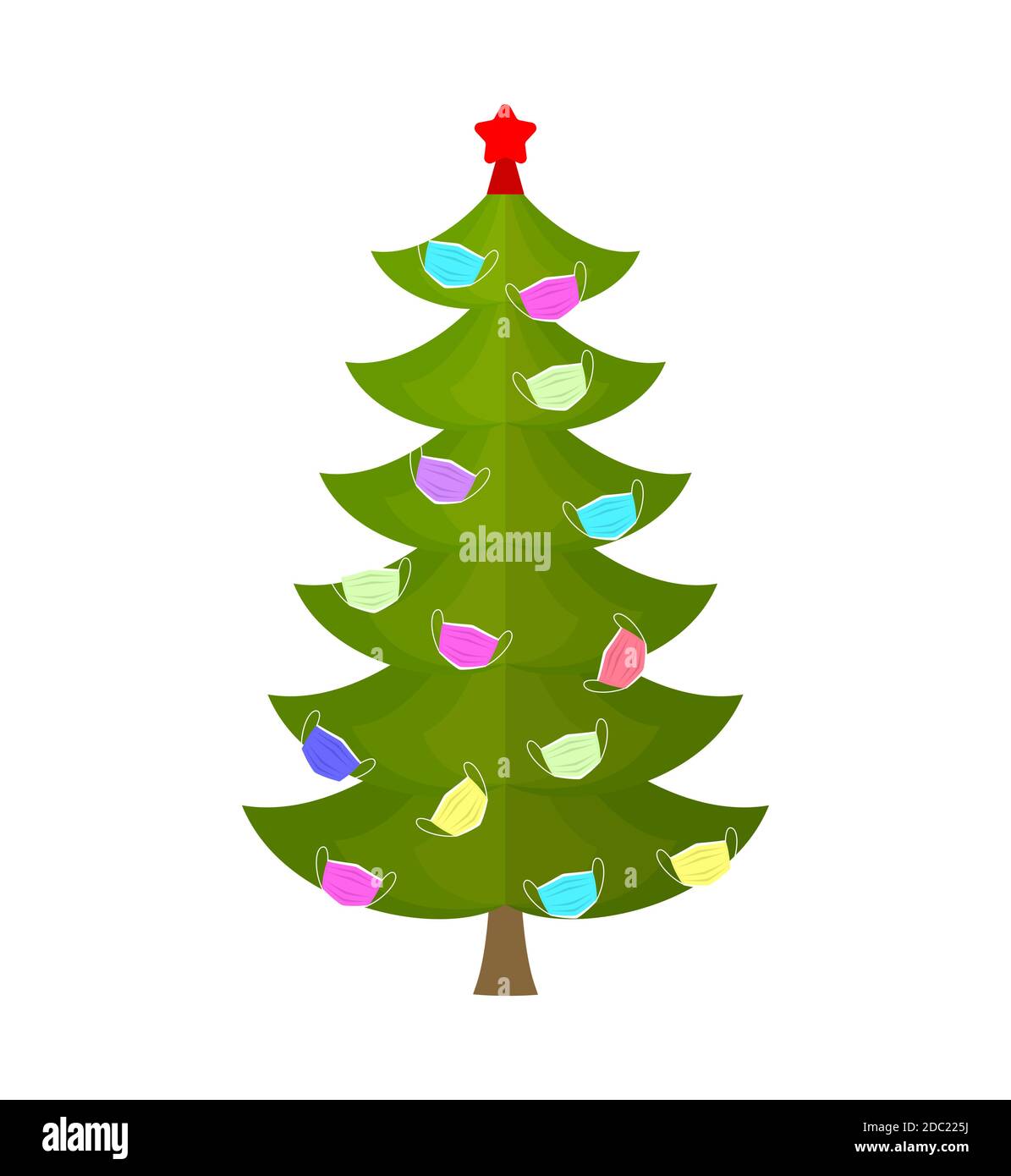 Christmas tree decorated with medical masks. Christmas in Coronavirus ...