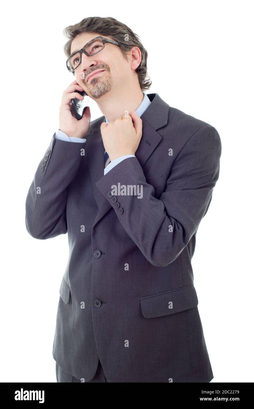 worried business man on the phone, isolated Stock Photo - Alamy
