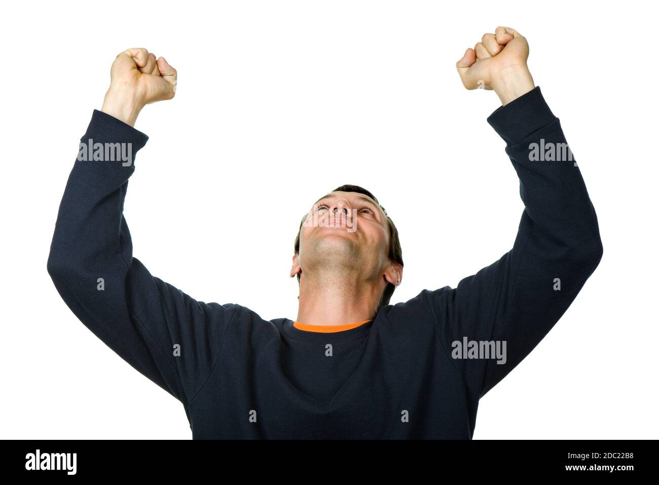 happy young man winning, isolated on white Stock Photo - Alamy