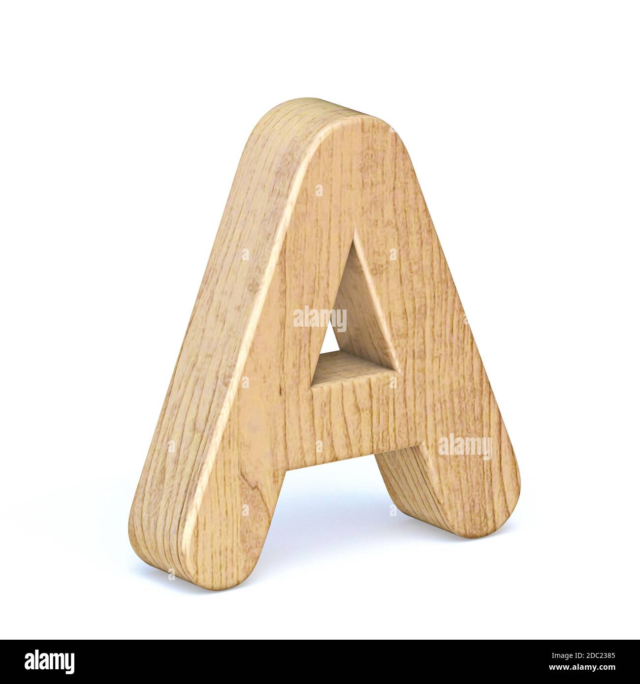 Rounded wooden font Letter A 3D render illustration isolated on white ...