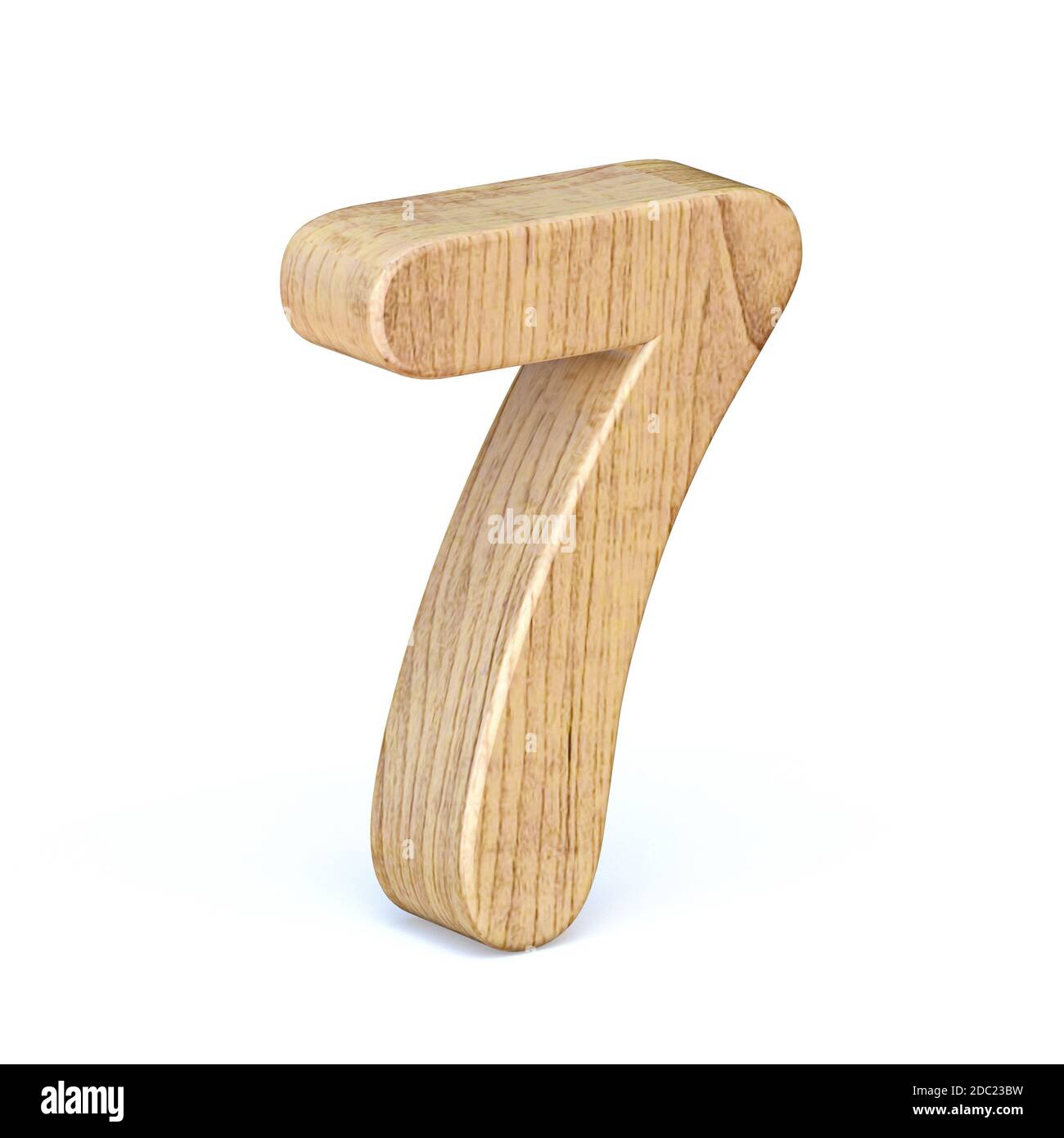 Rounded wooden font Number 7 SEVEN 3D render illustration isolated on ...