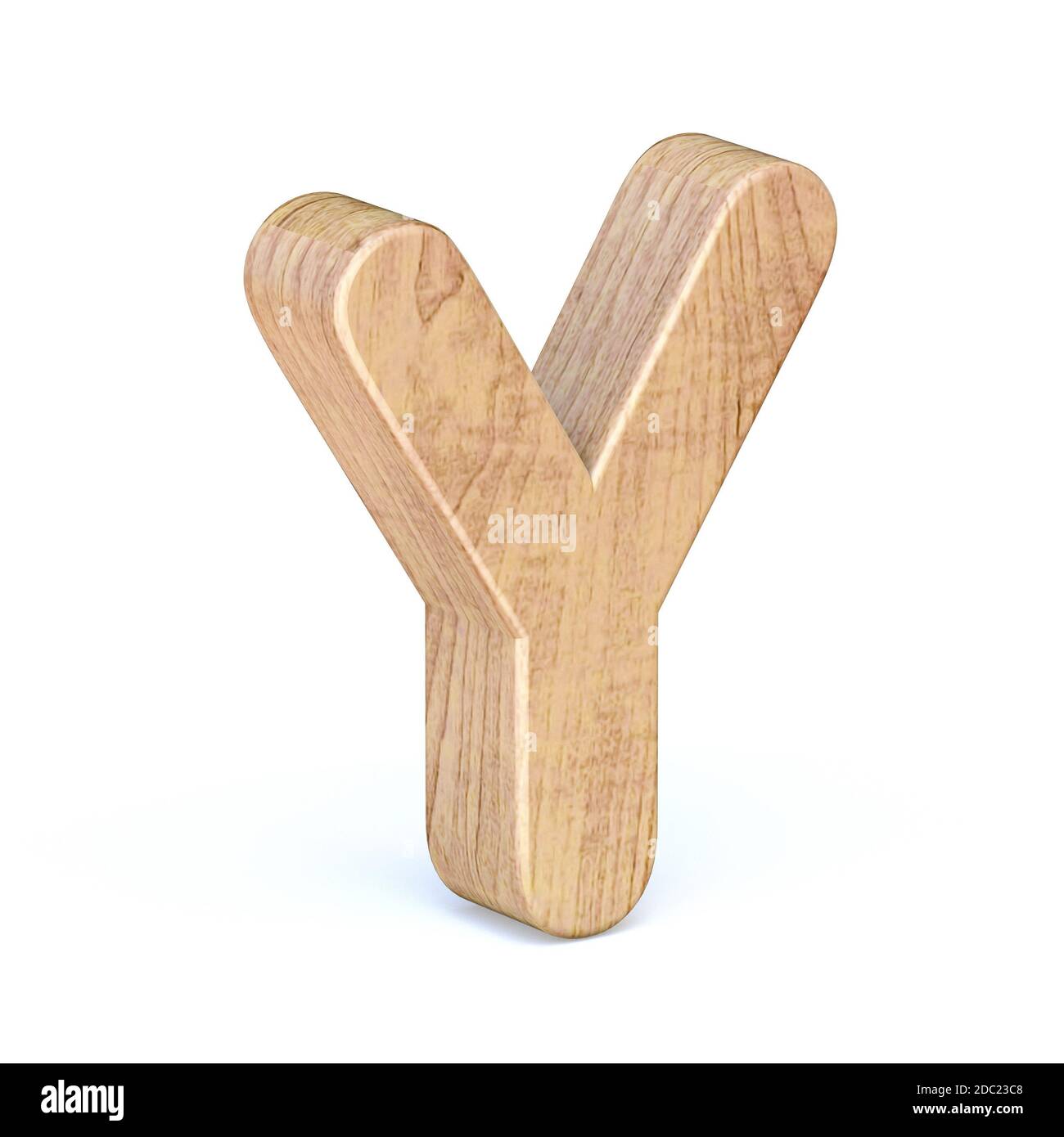 Rounded wooden font Letter Y 3D render illustration isolated on white ...