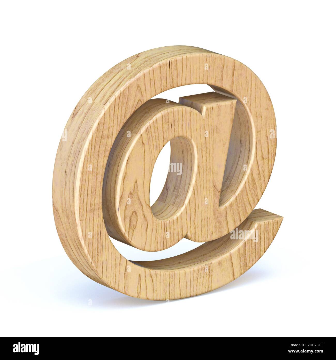 Rounded wooden font at sign 3D render illustration isolated on white ...