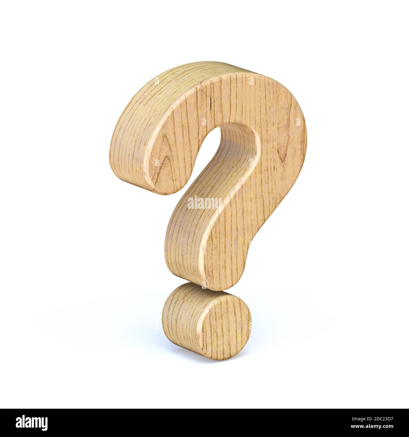 Rounded wooden font question mark 3D render illustration isolated on ...