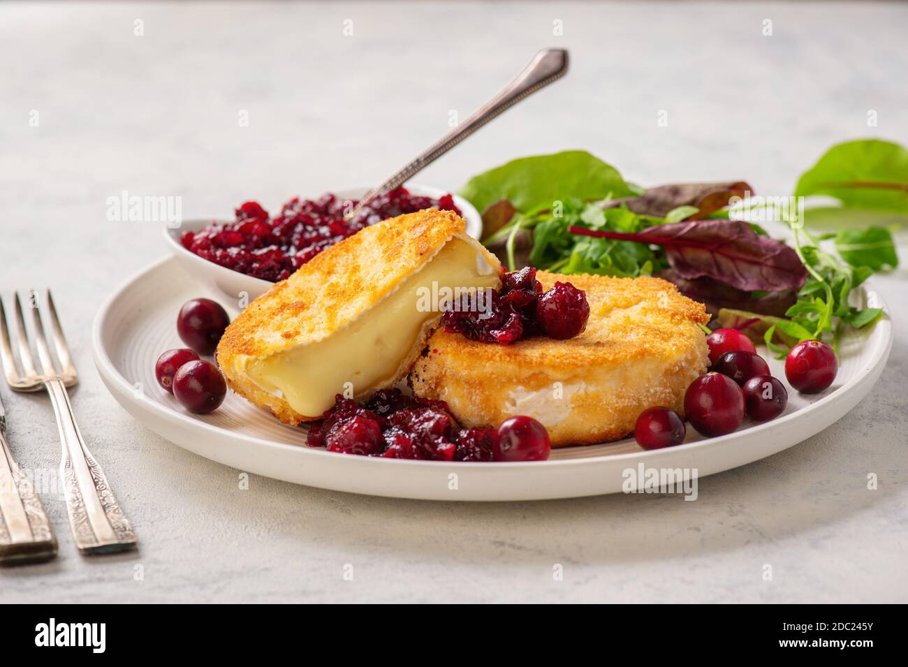 Fried camembert cheese and cranberry sauce Stock Photo - Alamy