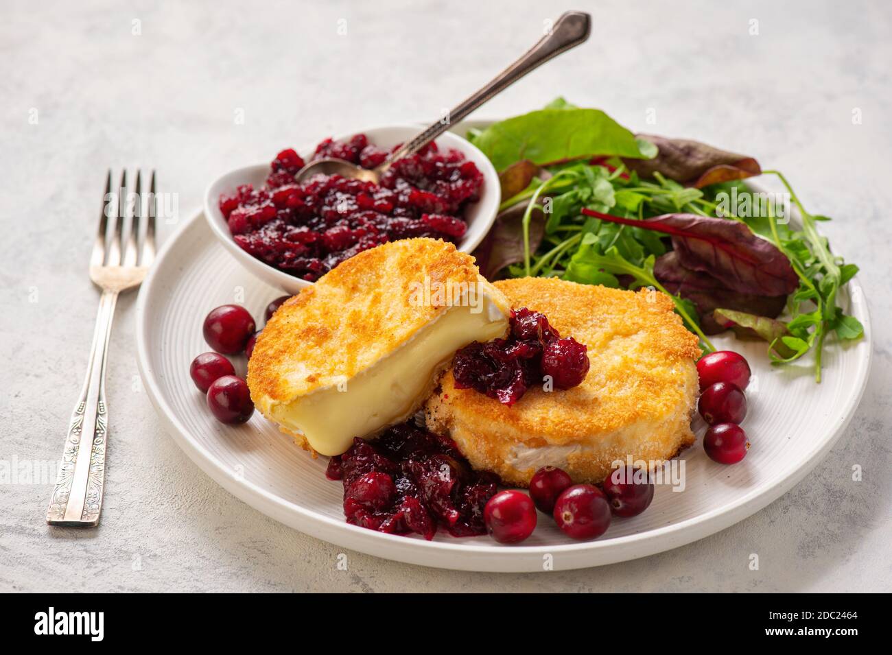 Fried camembert cheese and cranberry sauce Stock Photo - Alamy