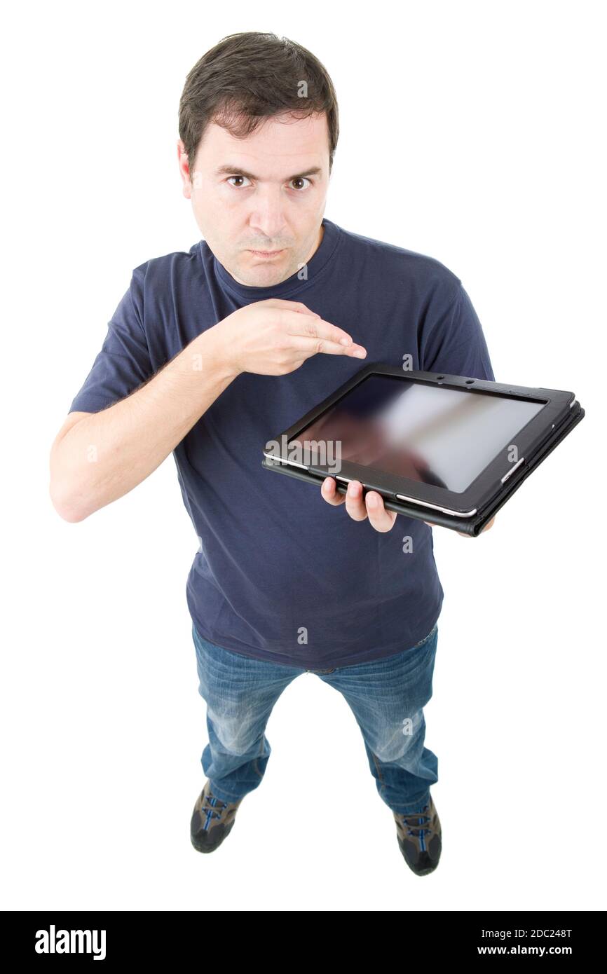 young casual man full body with a digital tablet, isolated Stock Photo ...