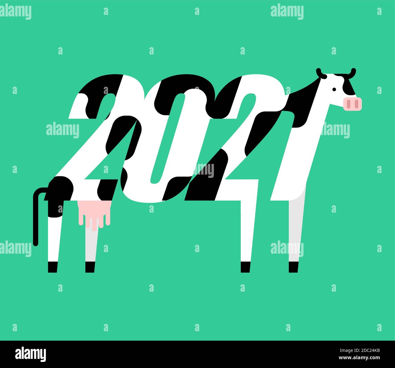 2021 year of cow. Bull Symbol of year lettering cow and numbers Stock ...