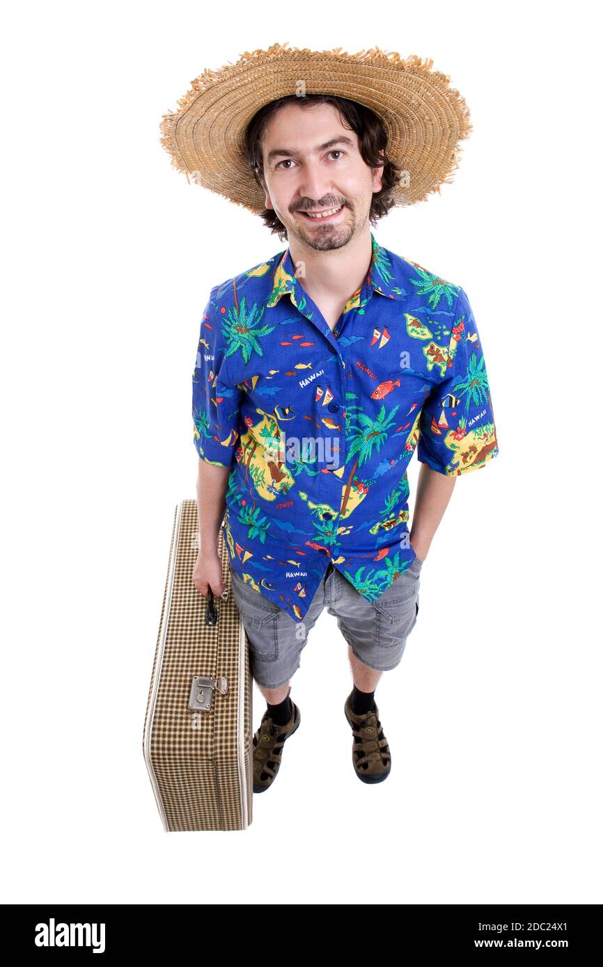 young silly man traveler, full body, isolated Stock Photo - Alamy