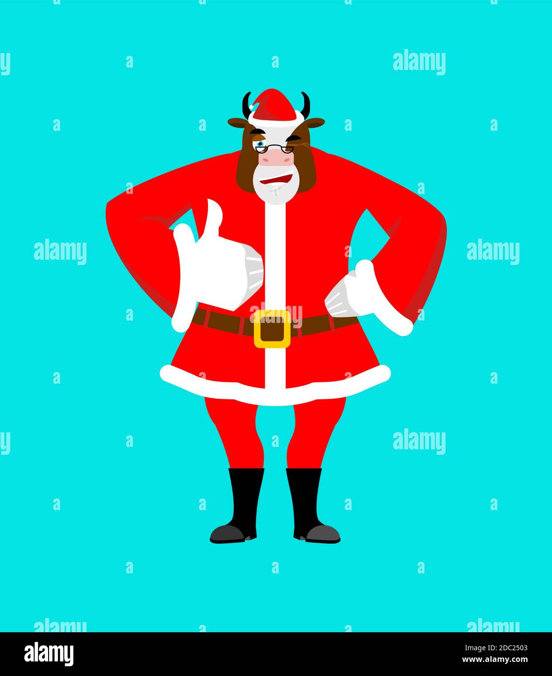 Santa bull thumbs up well and winks. Sign all right. Merry Christmas ...