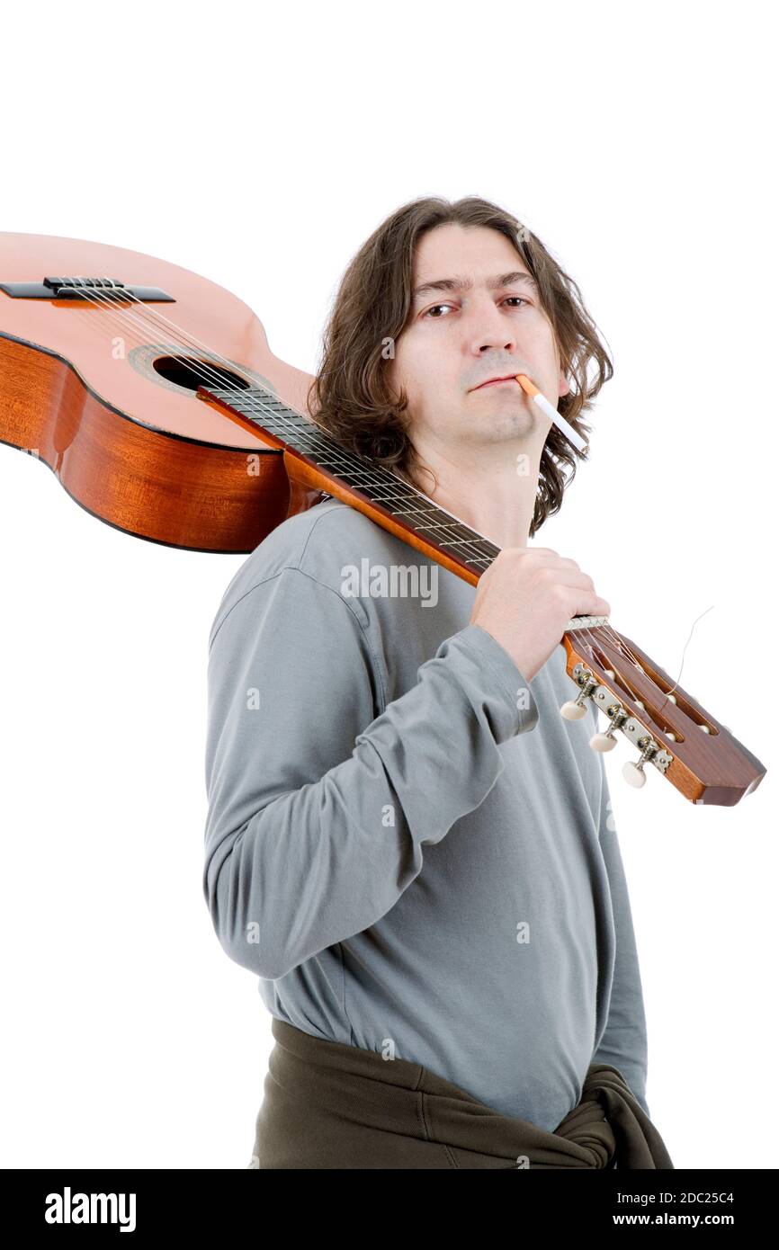 musician with a acoustic guitar, isolated Stock Photo - Alamy