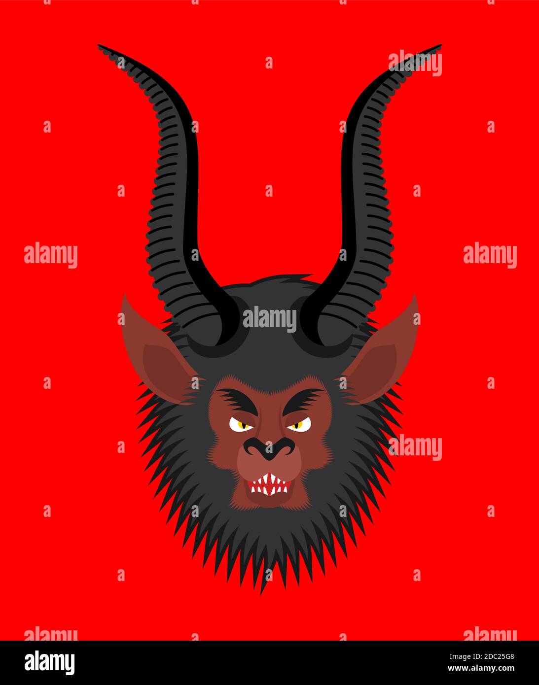 Krampus face Christmas devil. Evil demon. Punishes naughty children ...