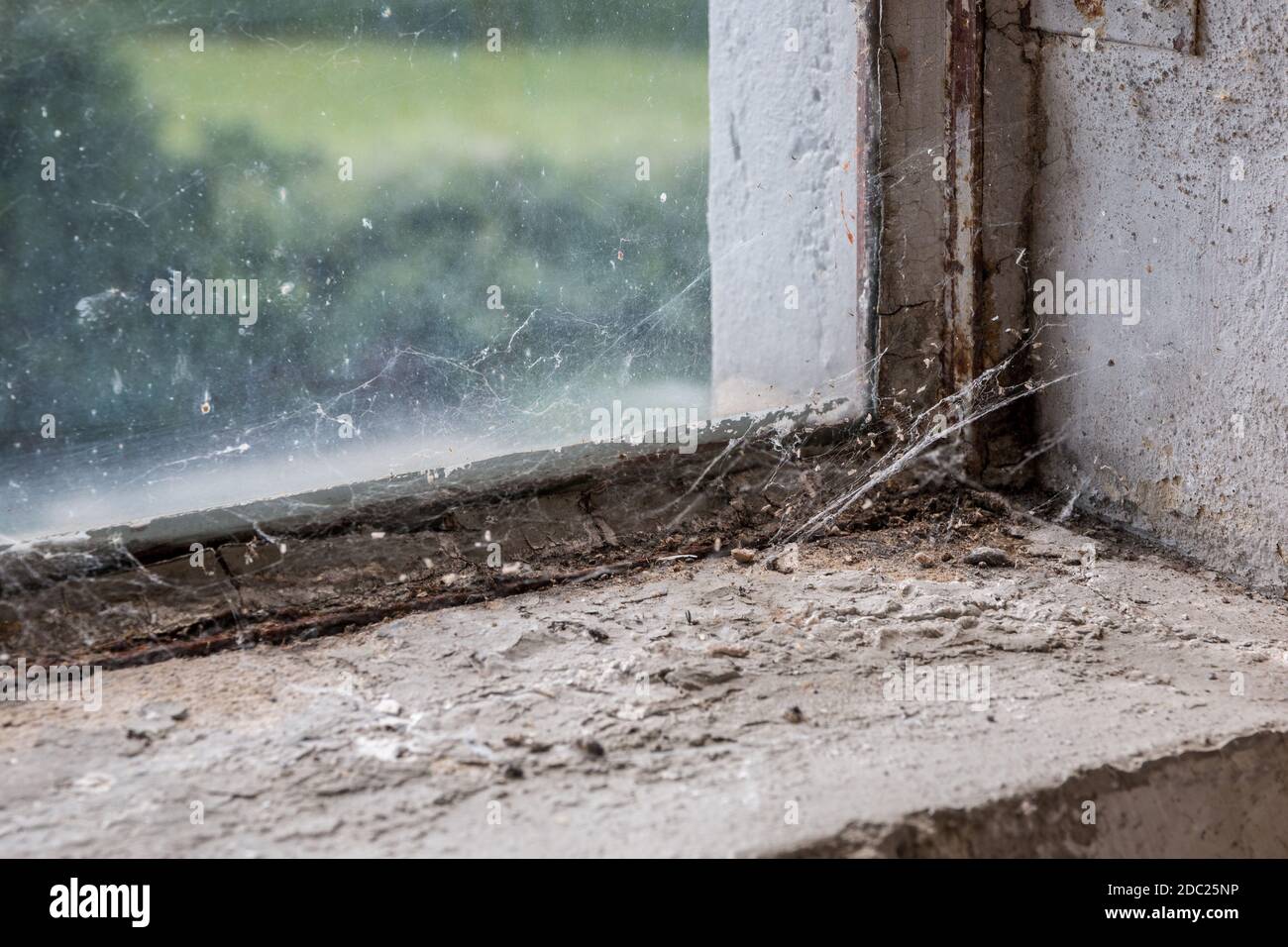 Old and dusty window with spiderwebs dirt Stock Photo - Alamy