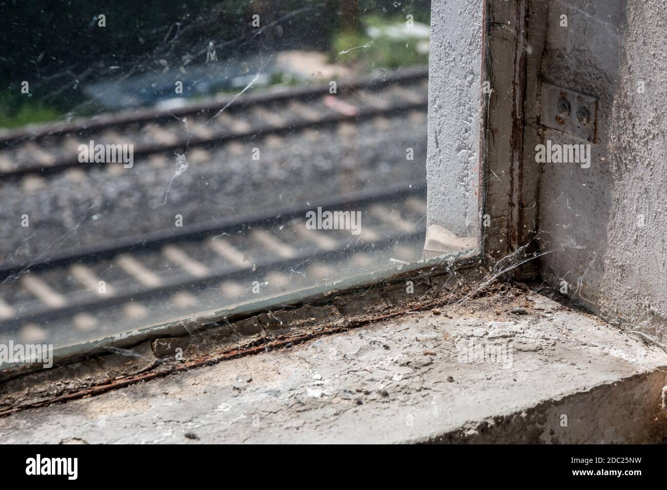 Old and dusty window with spiderwebs dirt Stock Photo - Alamy
