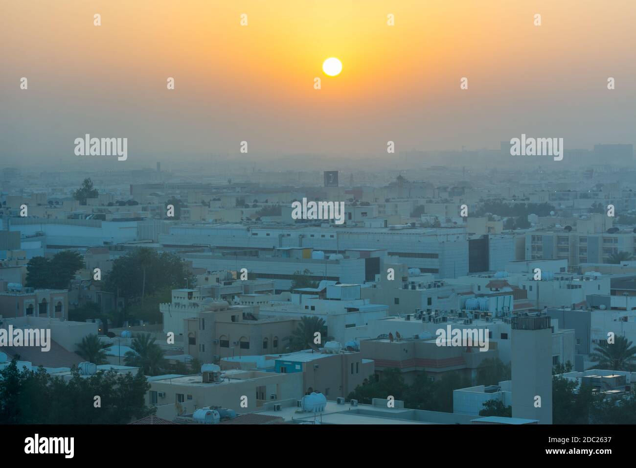 Sun rising in the morning of Riyadh , aerial view of Riyadh City with ...