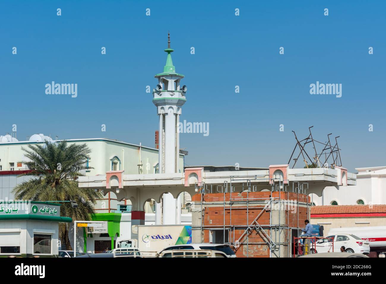 Street view of the city of Jeddah, Kingdom of Saudi Arabia with ...