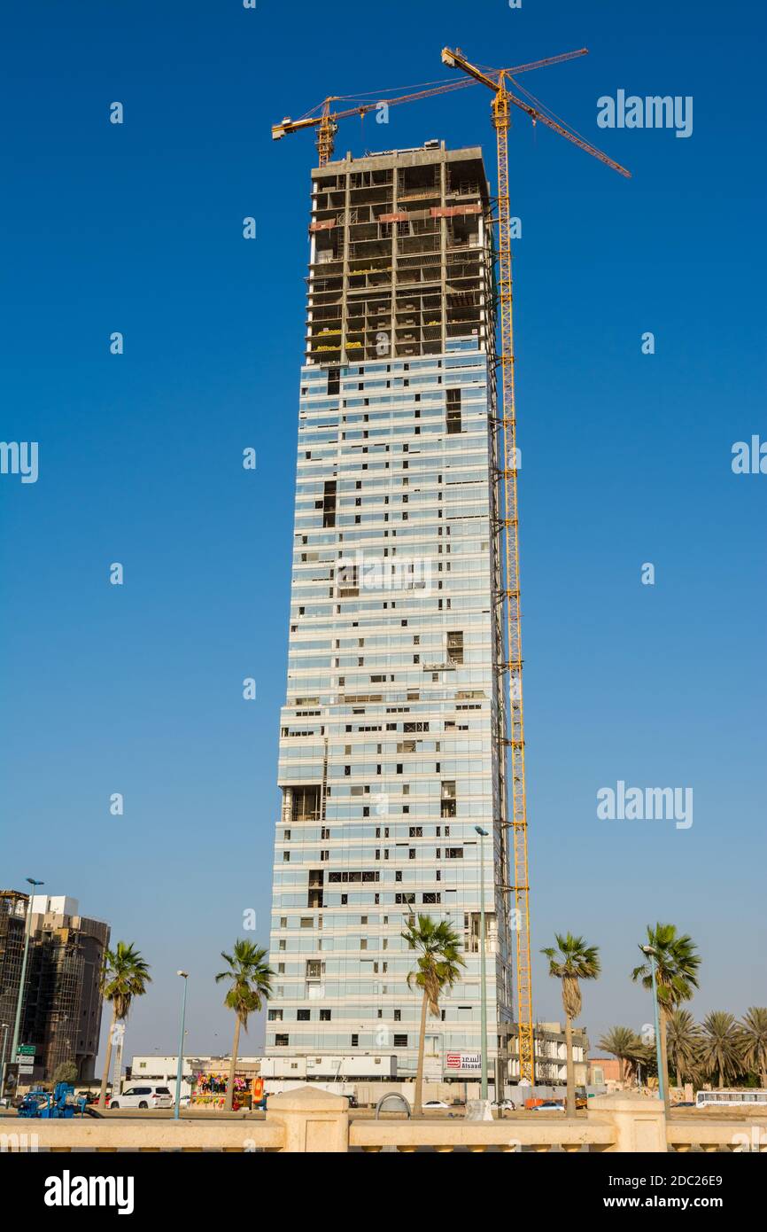 Skyscraper under construction located by the Jeddah Corniche, 30 km ...
