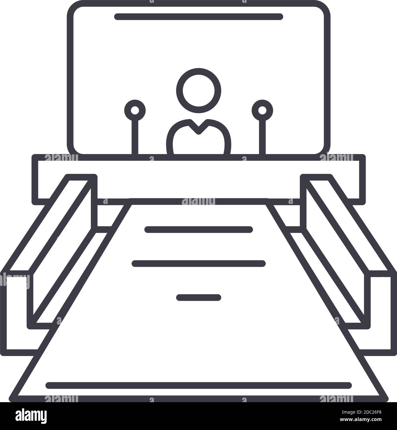 Conference room icon, linear isolated illustration, thin line vector ...