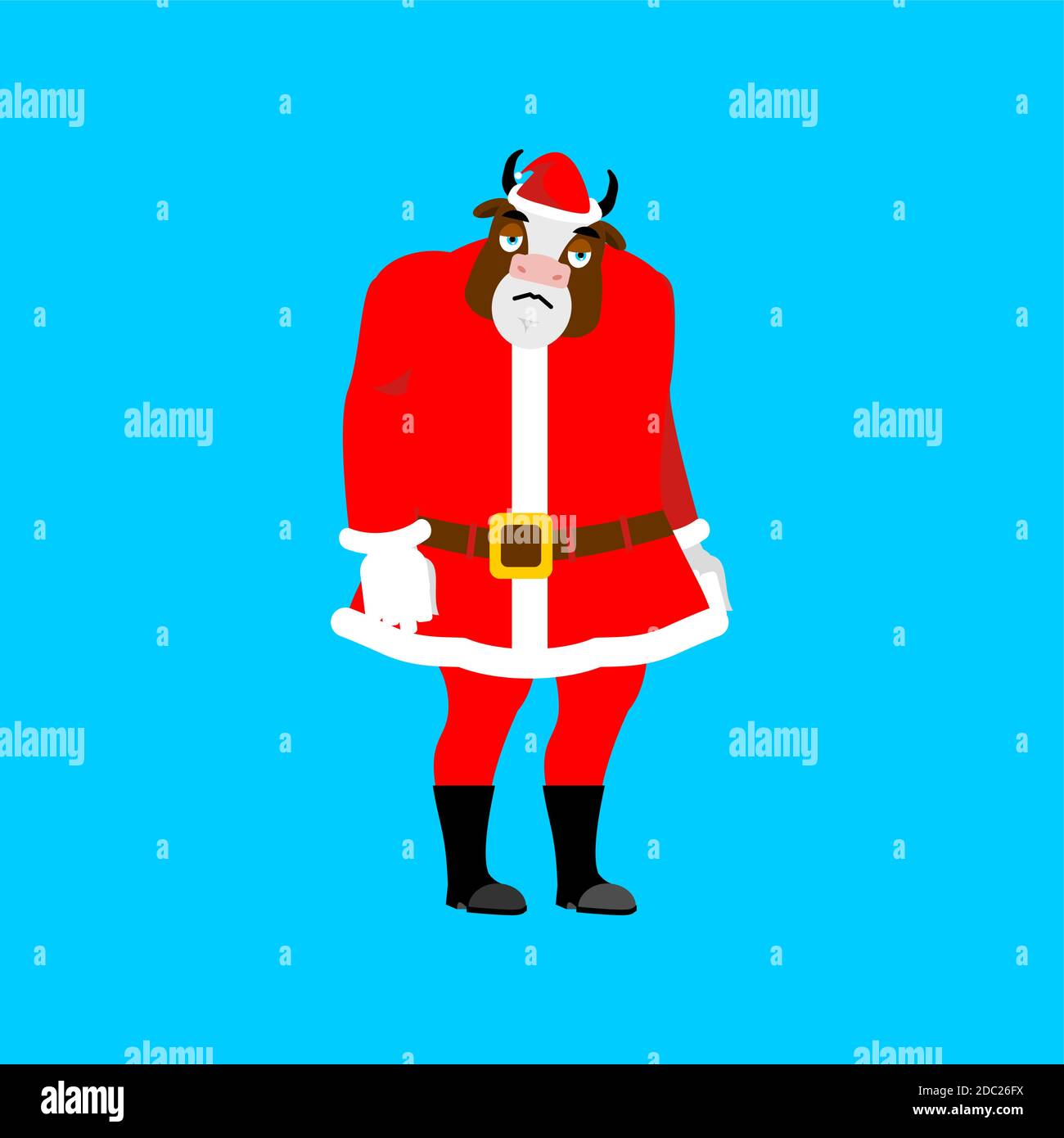 Sad Santa Bull Emoji. sorrowful Santa. Cow Christmas avatars Stock ...