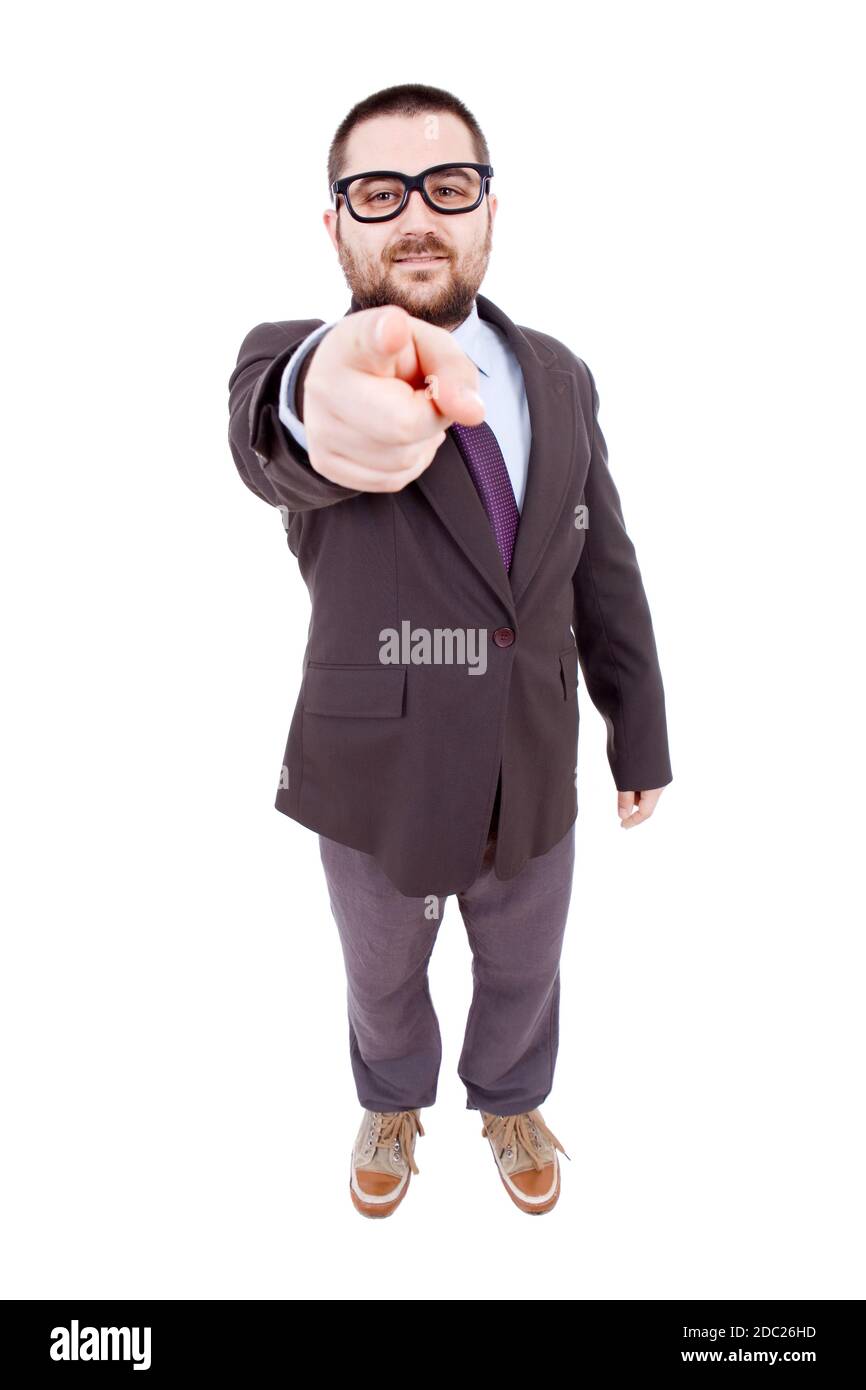 young businessman full body pointing, isolated on white Stock Photo - Alamy
