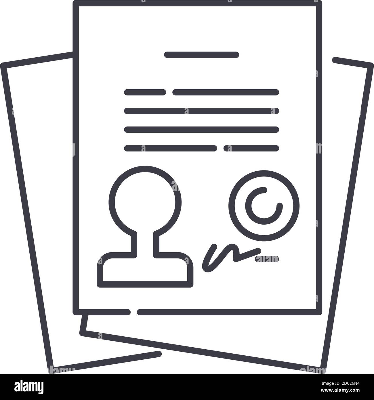 Confidential document icon, linear isolated illustration, thin line ...