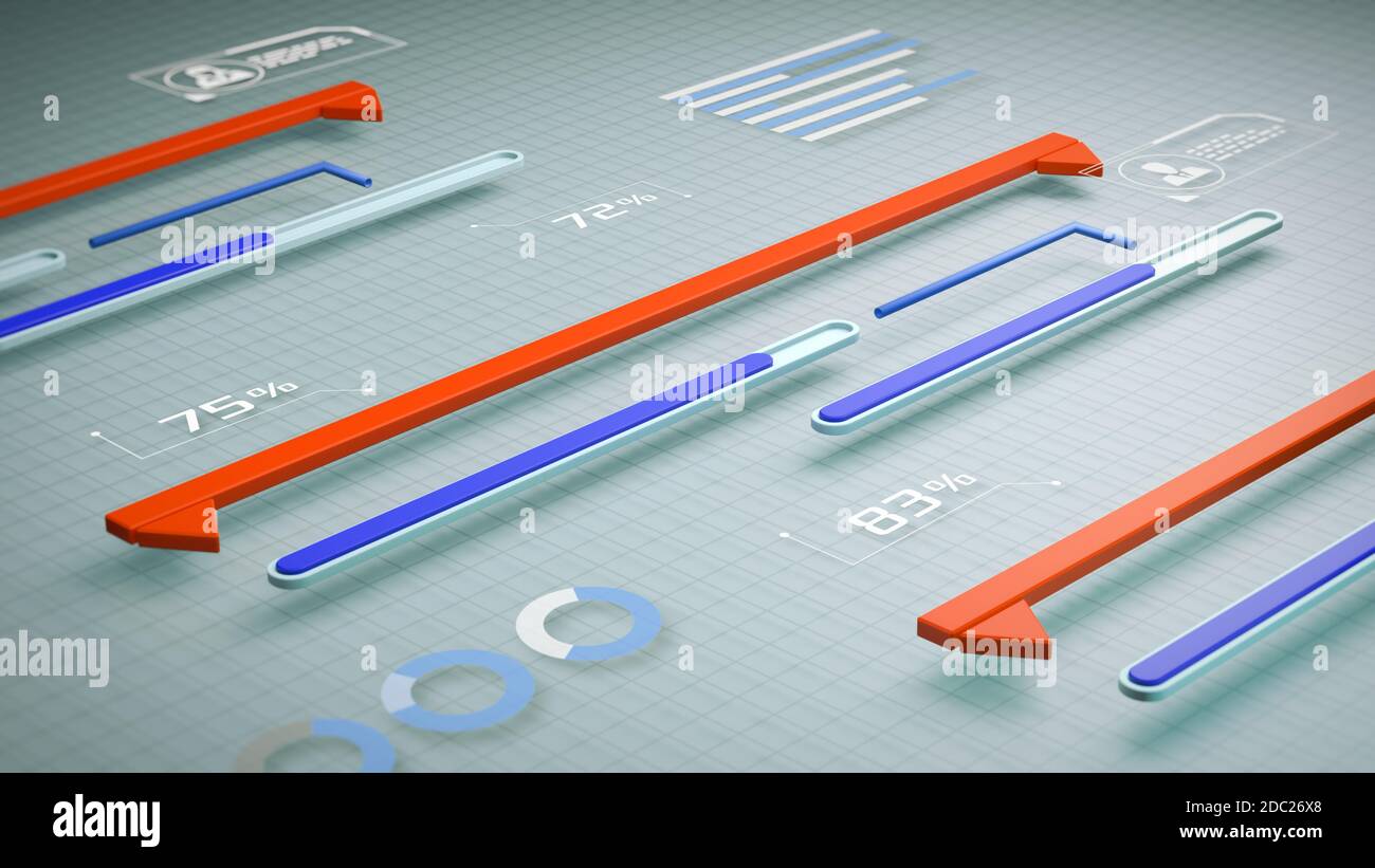 project manager software, futuristic interface, gantt chart (3d render ...