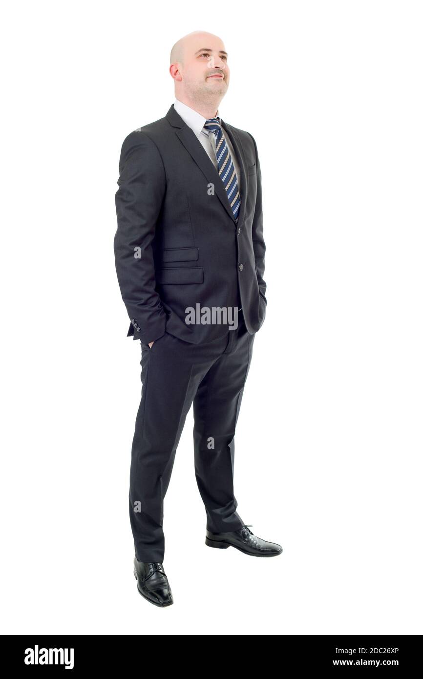 Happy businessman full length isolated on white Stock Photo - Alamy