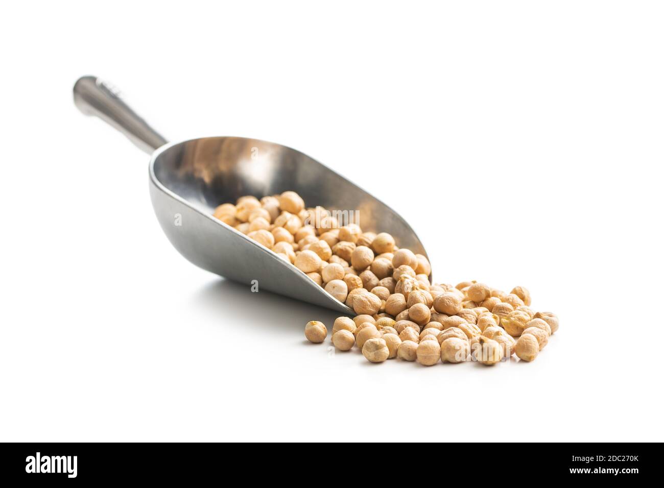Healthy dried chickpeas in scoop isolated on white background Stock ...