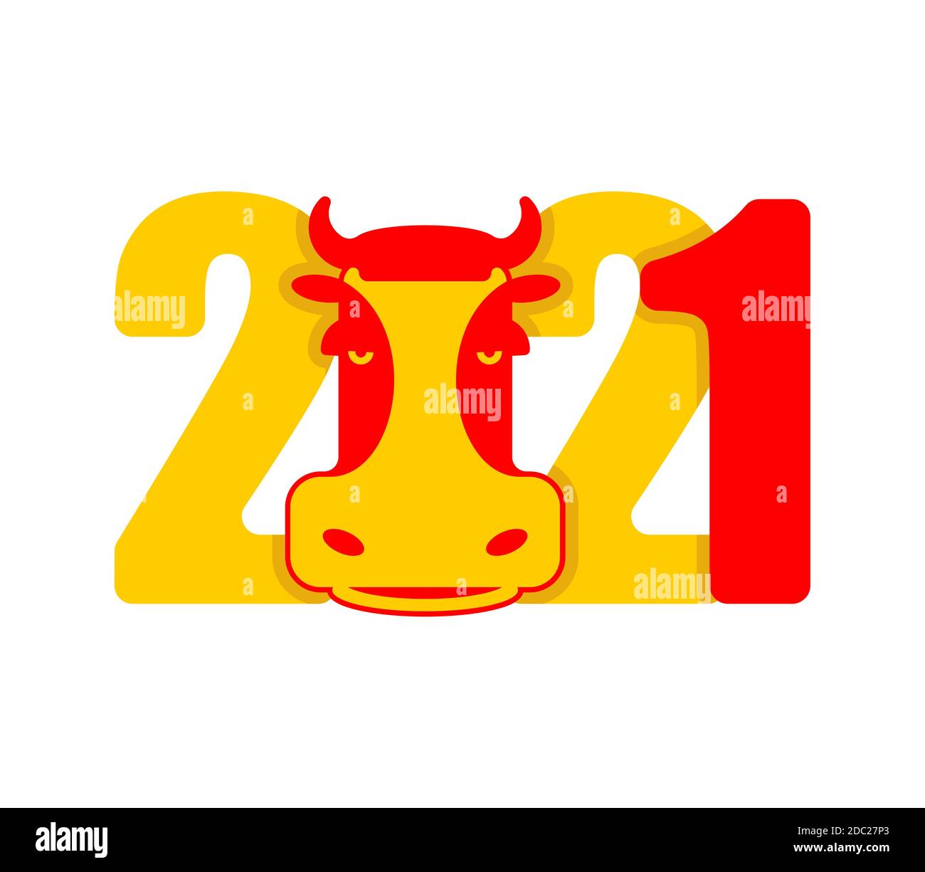 2021 year of cow. Bull Symbol of year lettering cow and numbers Stock ...