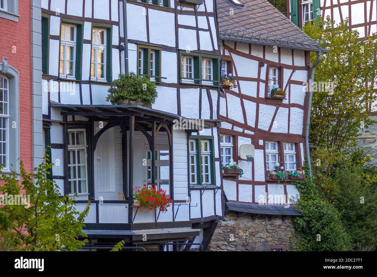 picturesque house in the historic center of Monschau, Germany Stock ...