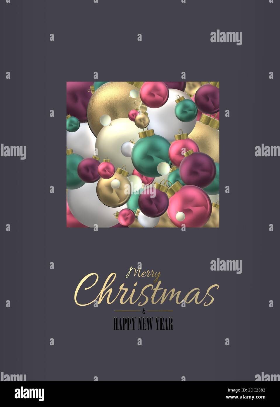 Beautiful Christmas design card with Xmas realistic shiny 3D balls ...
