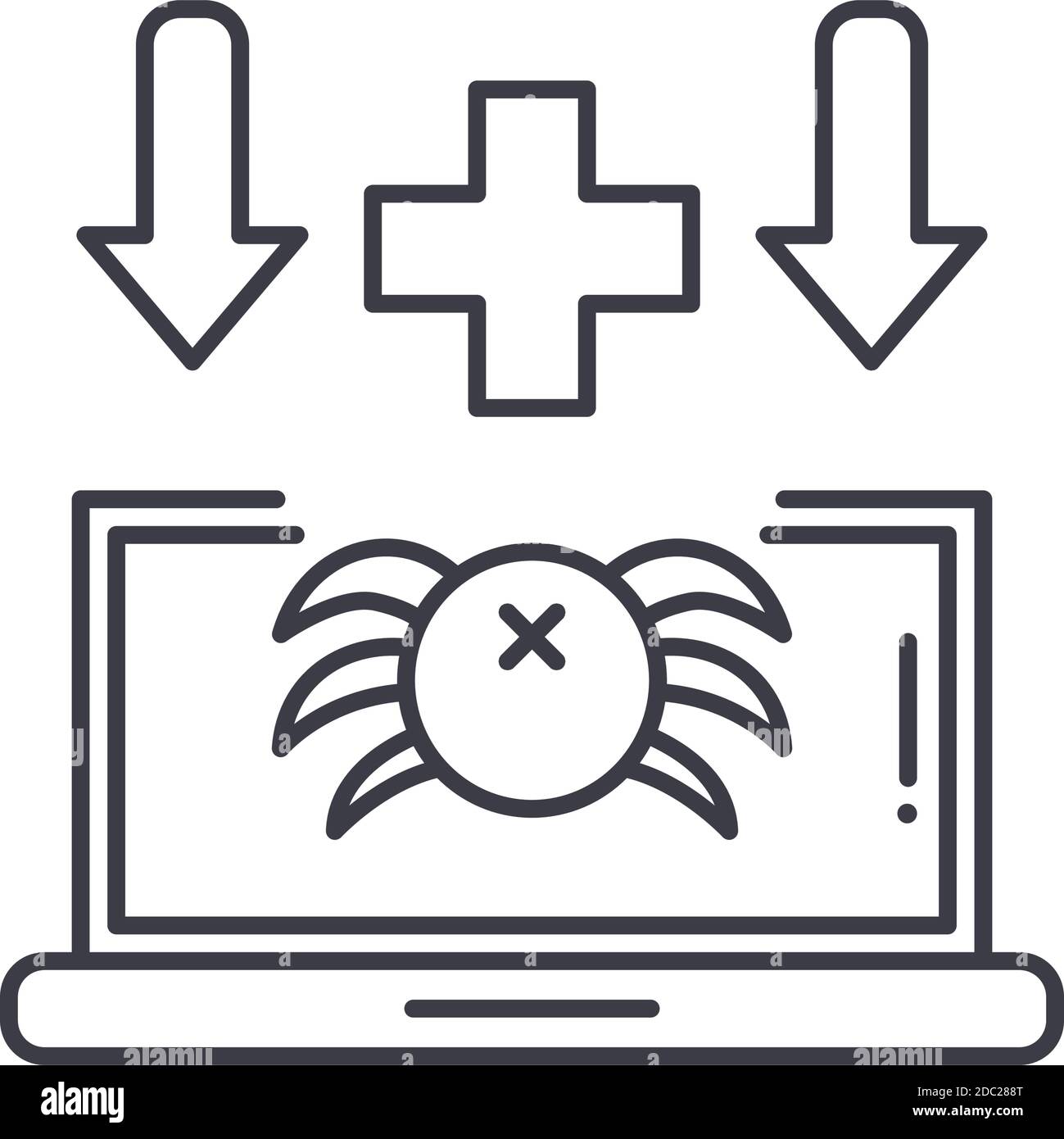 Computer scan icon, linear isolated illustration, thin line vector, web ...