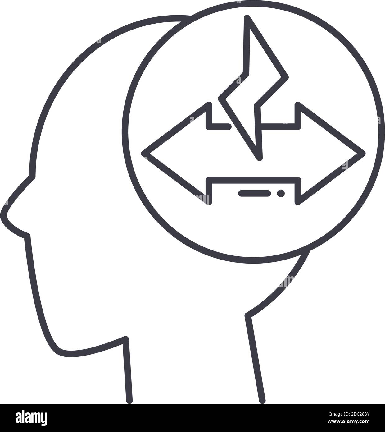 Conflict mind icon, linear isolated illustration, thin line vector, web ...