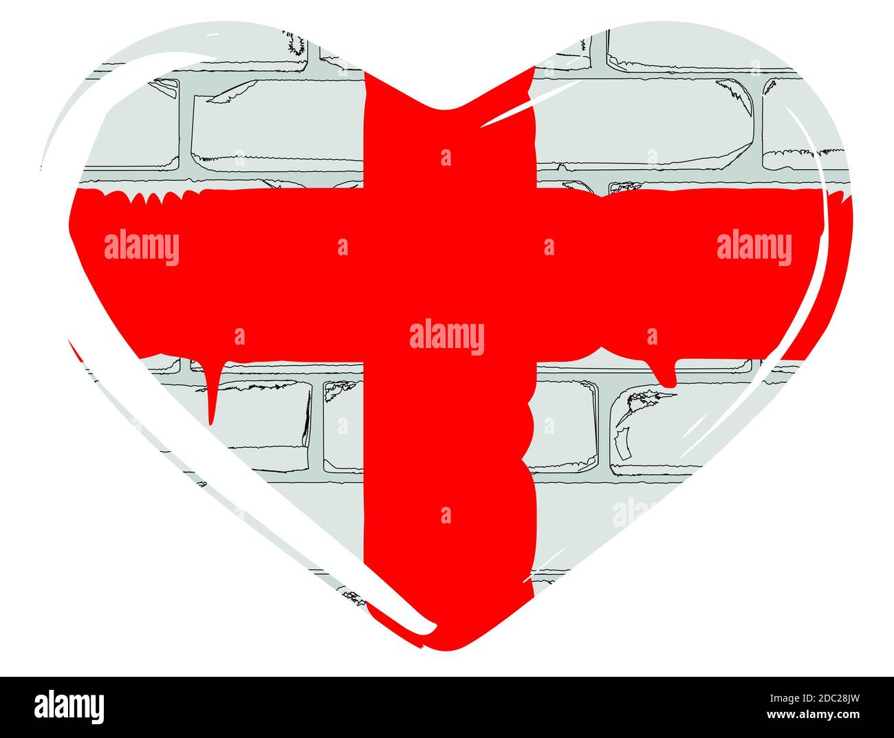 The flag of Saint George of England set inside a heart silhouette Stock ...