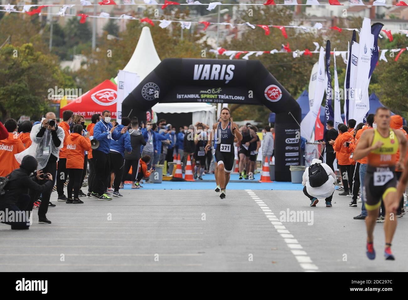 ISTANBUL, TURKEY - OCTOBER 18, 2020: Athletes competing in running ...