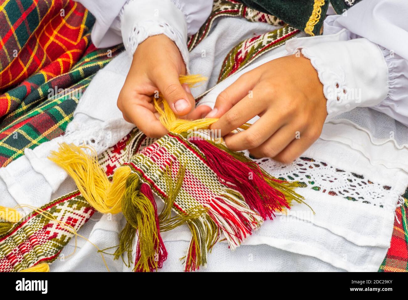 Lithuanian National Dress Ornament. Girl Dressed in Traditional Clothes ...
