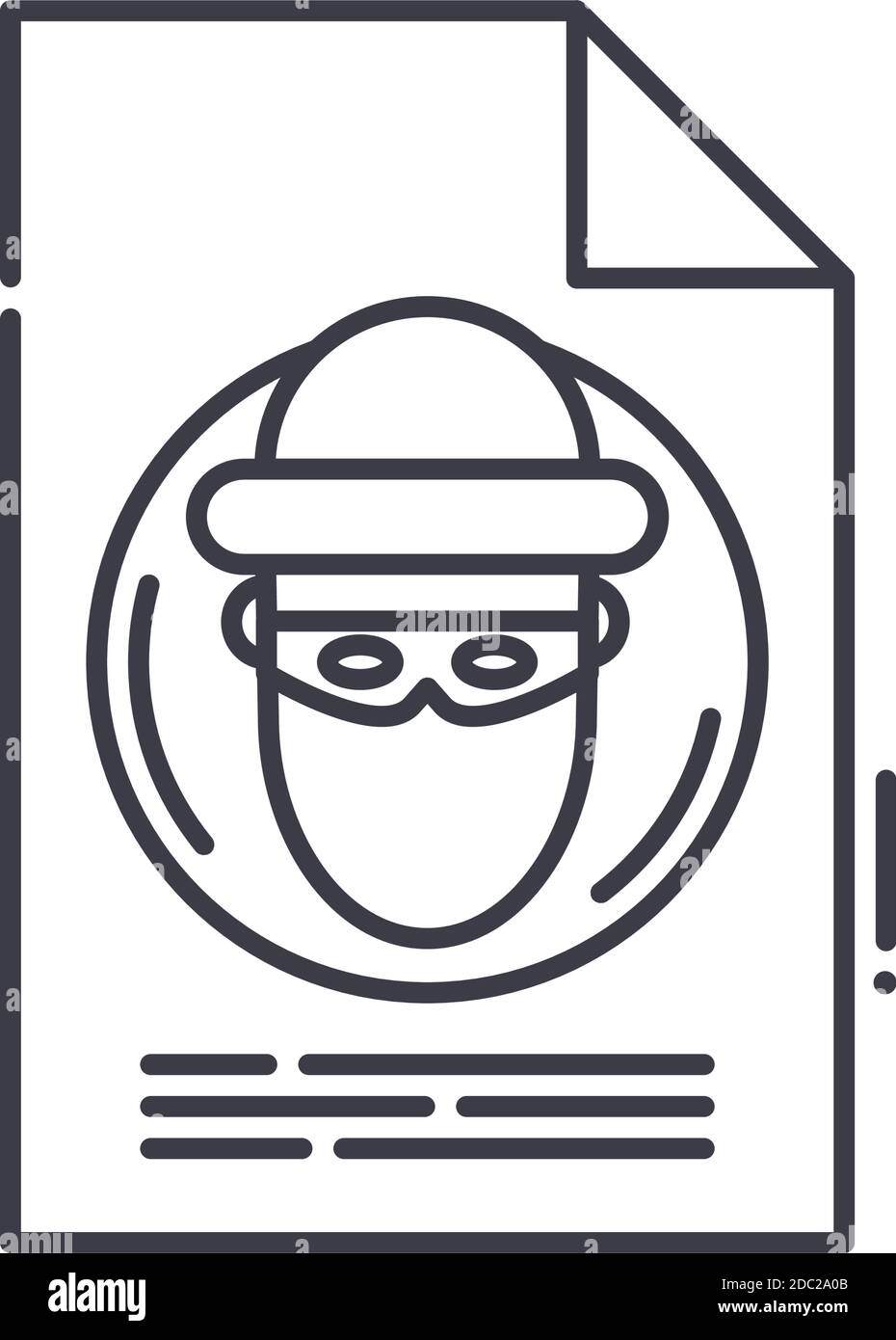 Computer thief icon, linear isolated illustration, thin line vector ...