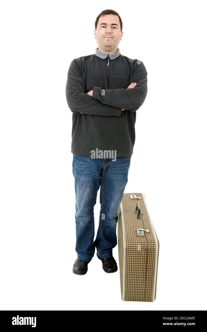 young silly man traveler, full body, isolated Stock Photo - Alamy