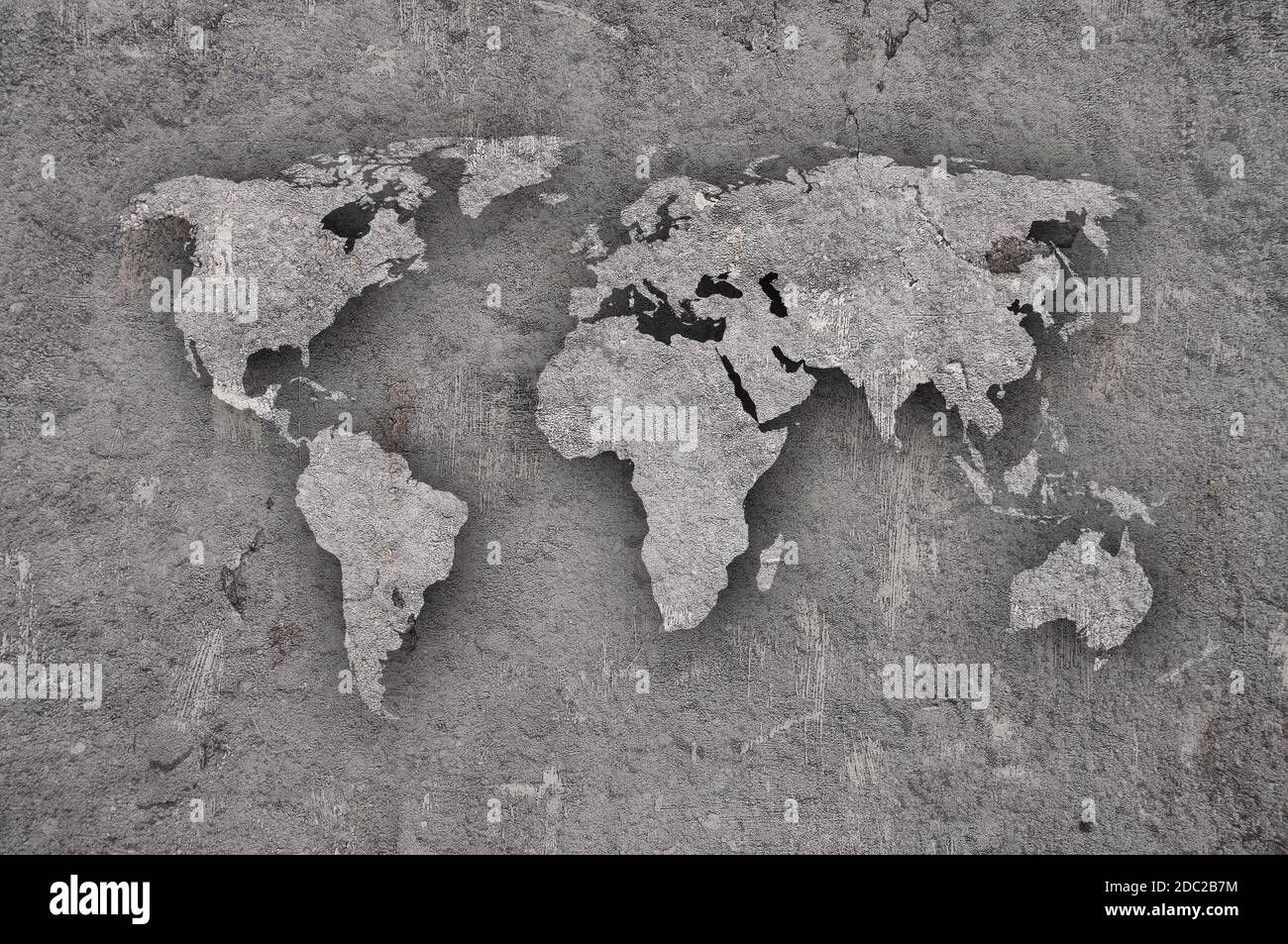 Map of World map on weathered concrete Stock Photo - Alamy