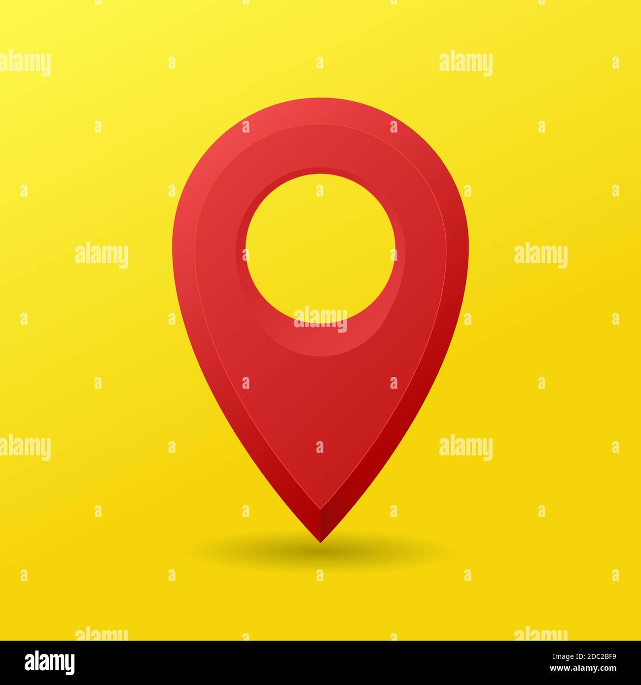 Red Location icon in yellow background. Vector illustration Stock Photo ...