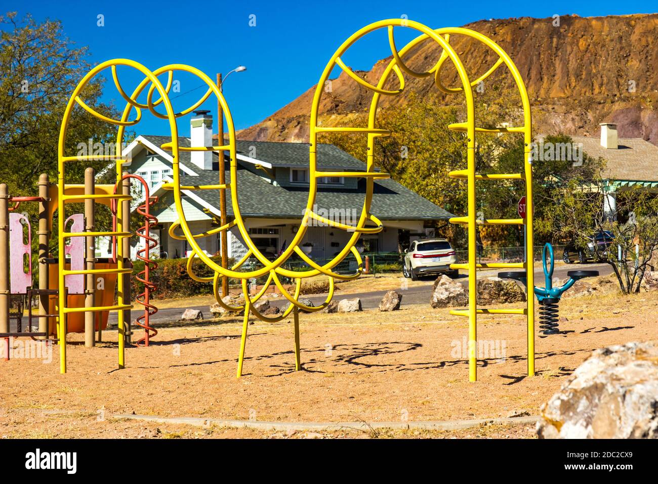 Unique Climbing Jungle Gym Apparatus At Children's Playground Stock ...