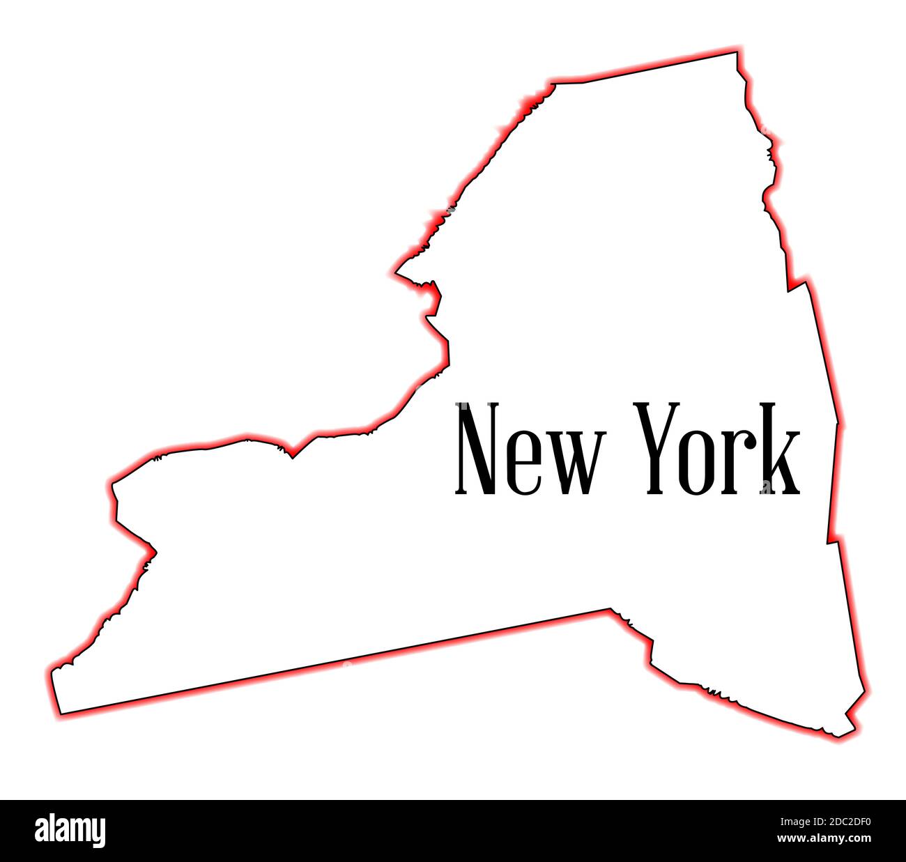 State map outline of New York over a white background Stock Photo - Alamy