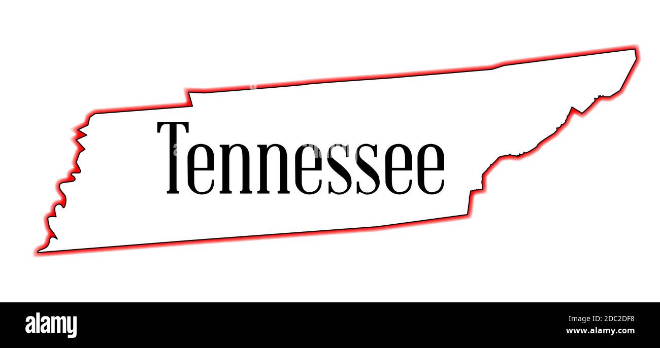 State map outline of Tennessee over a white background Stock Photo - Alamy