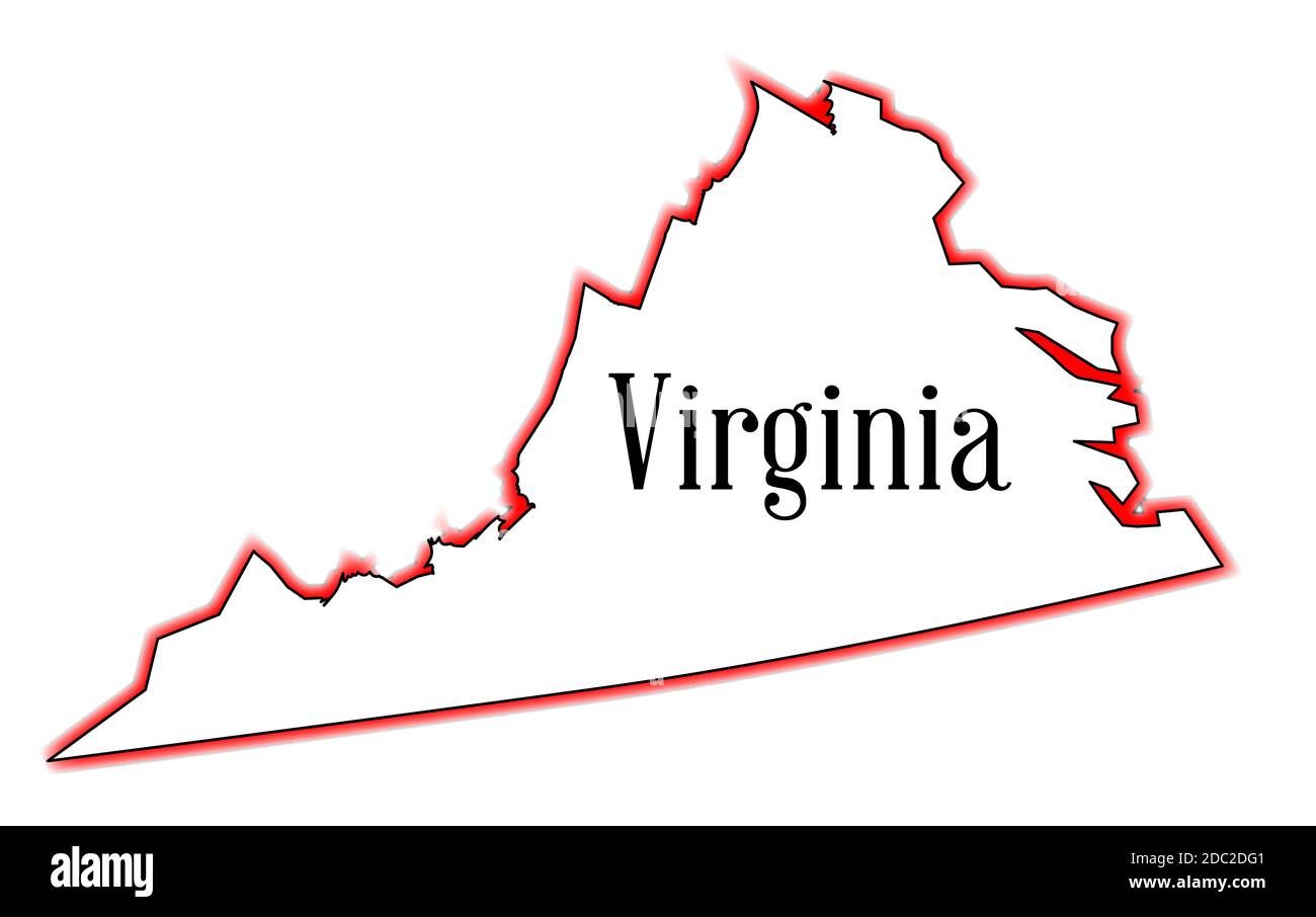 Outline of the state of Virginia over white Stock Photo - Alamy