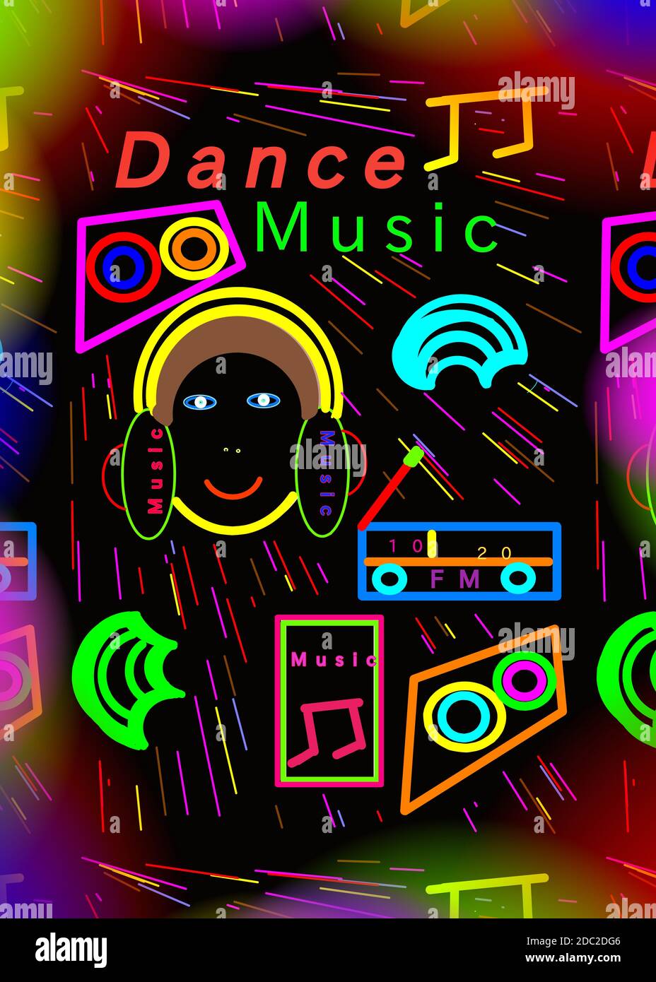 colorful music word over abstract background Stock Photo - Alamy