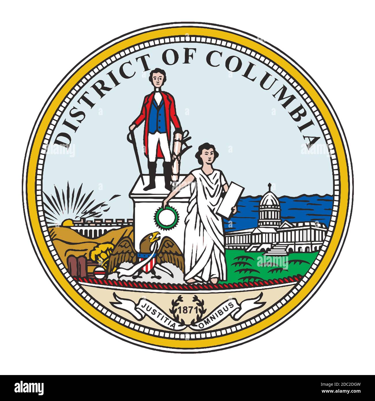 The seal of the state of Washington DC over a white background Stock ...