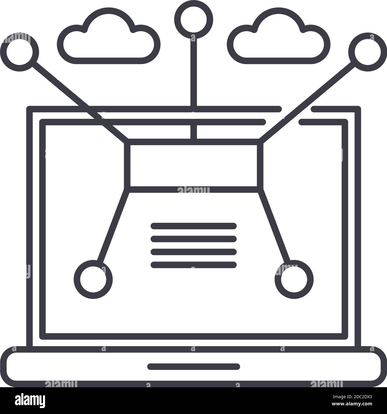 Computer network icon, linear isolated illustration, thin line vector ...