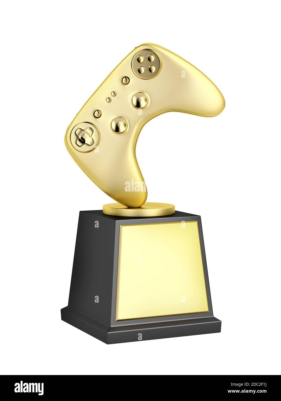 Gold video gaming trophy isolated on white background Stock Photo - Alamy