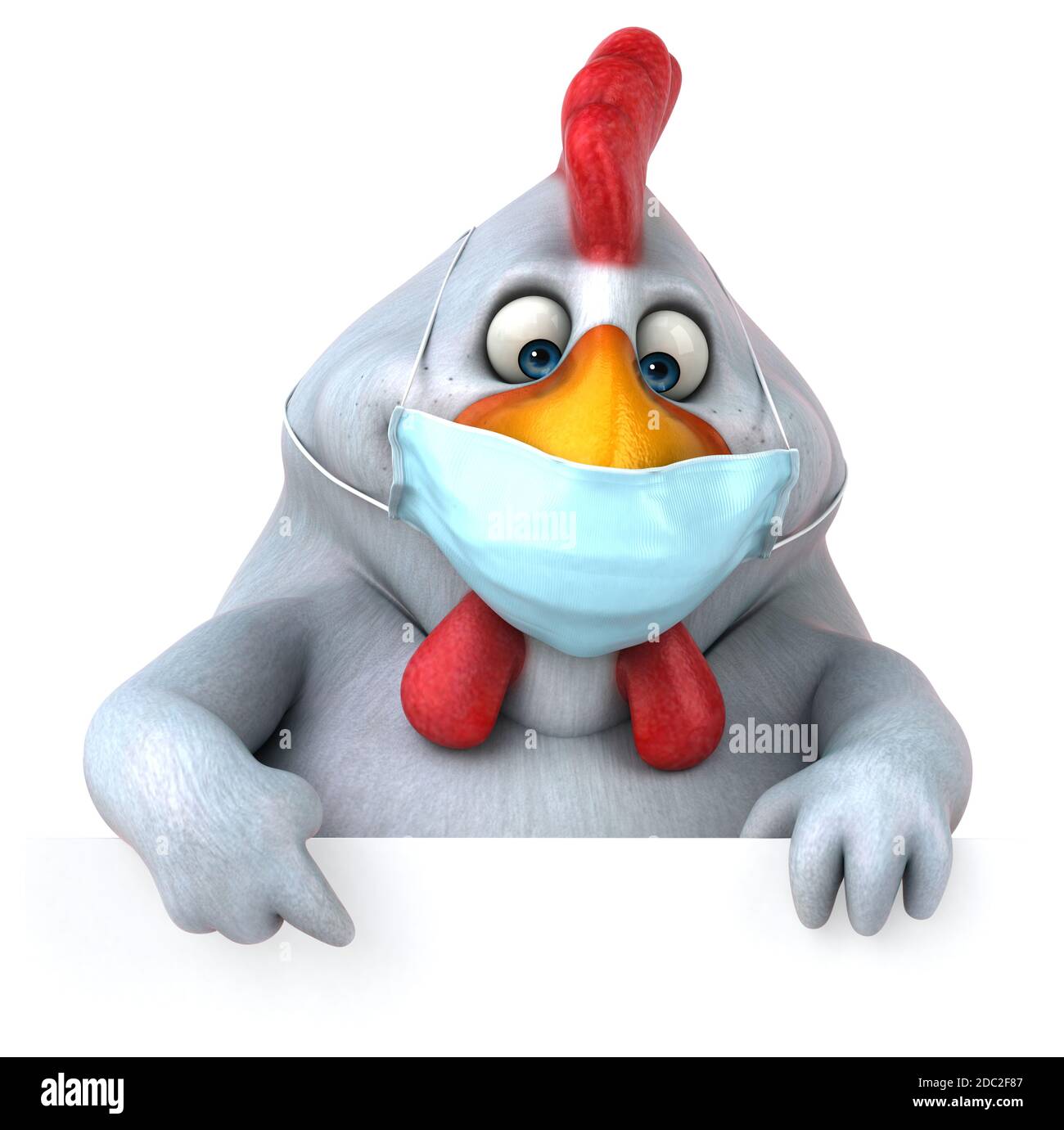 Fun 3D cartoon chicken with a mask Stock Photo - Alamy